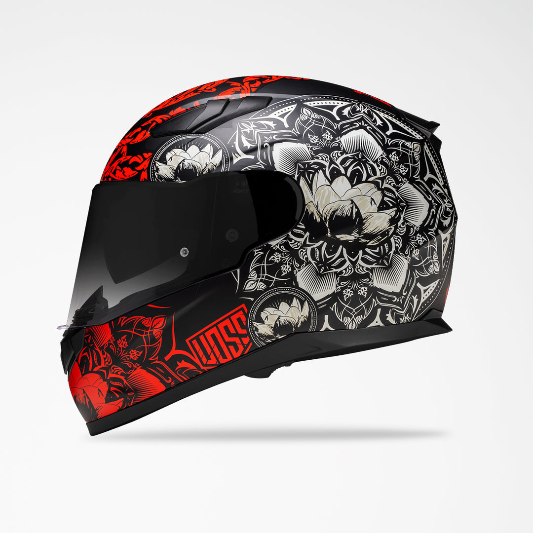 Red Full Face Motorcycle Helmet | Voss 988 Moto-1 Mandala – Voss Helmets