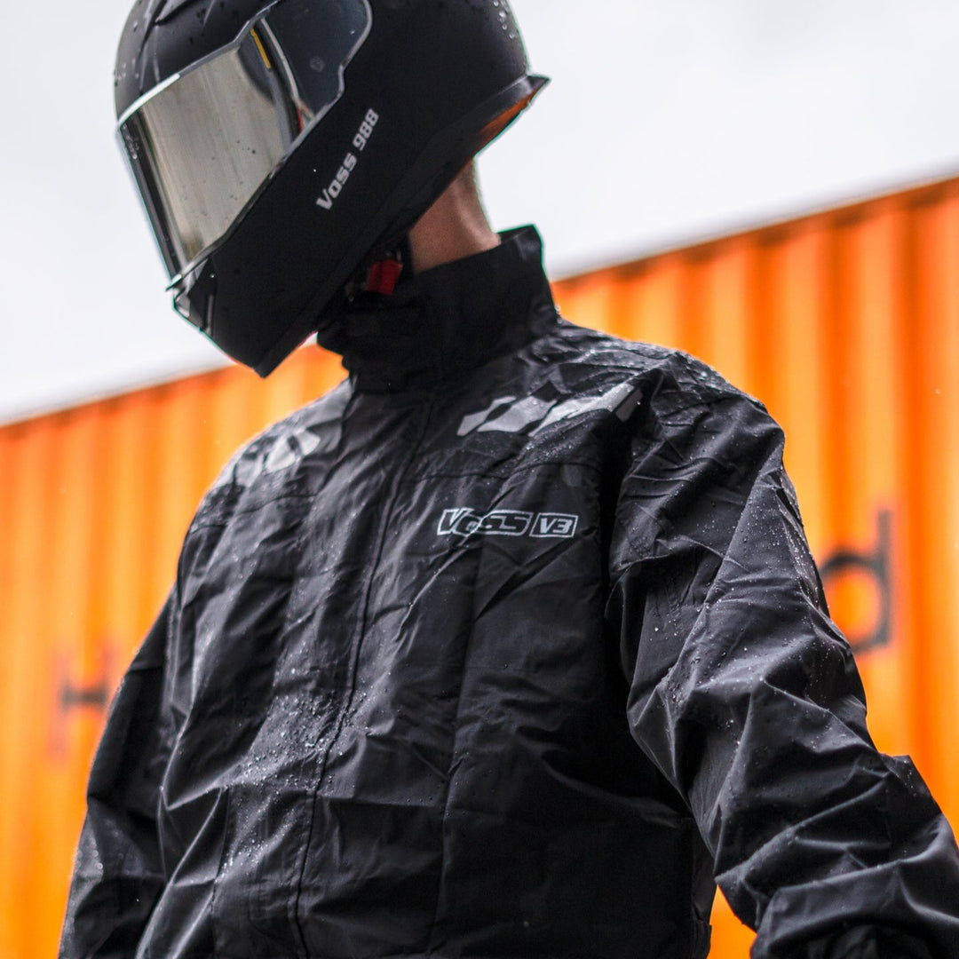 Voss V3 Storm System Raingear Black/Silver Jacket – Voss Helmets